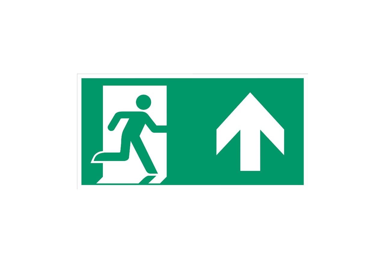 Nødutgang skilt med PIL - Arbeidsmiljøsenteret