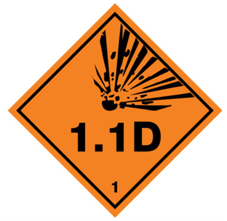 ADR klasse 1 - nr. 1.1D 250 x 250 mm - VS - Arbeidsmiljøsenteret