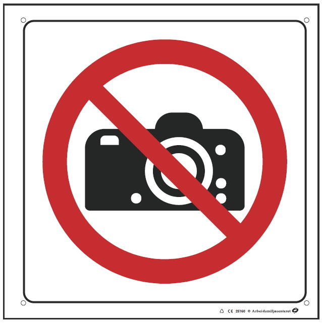 Fotografering forbudt 200 x 200 mm - Aluminium - Arbeidsmiljøsenteret