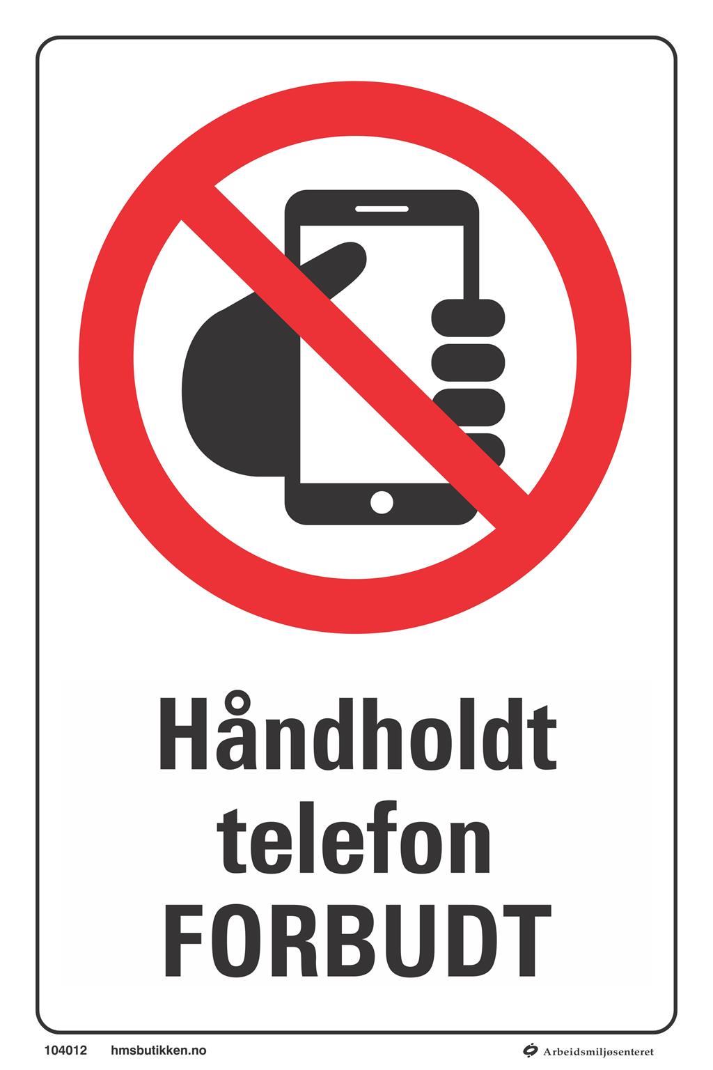 Håndholdt telefon forbudt Flere størrelser - Arbeidsmiljøsenteret